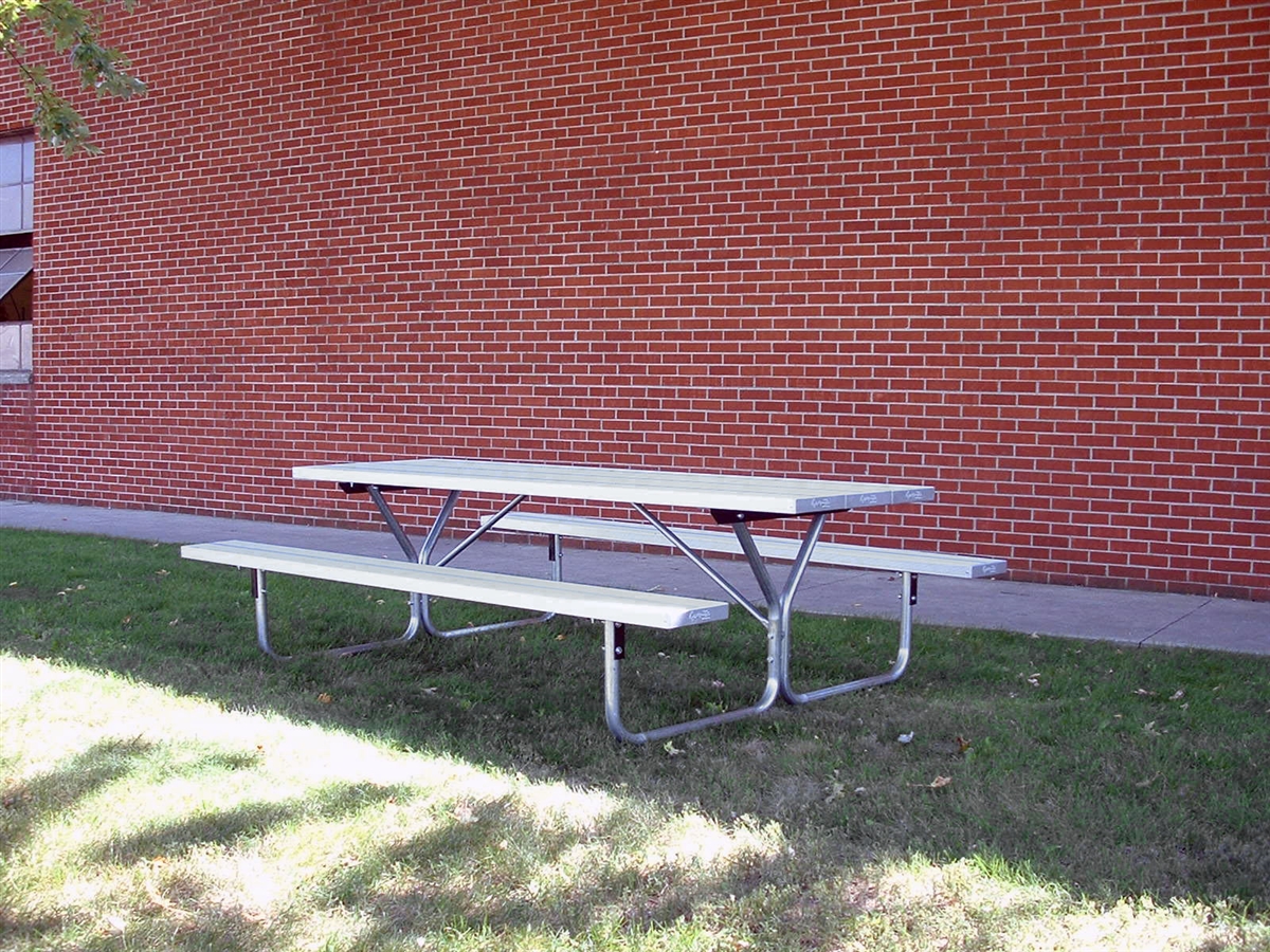 Metal Picnic Table – 8 foot with aluminum seating – Granite Online Store
